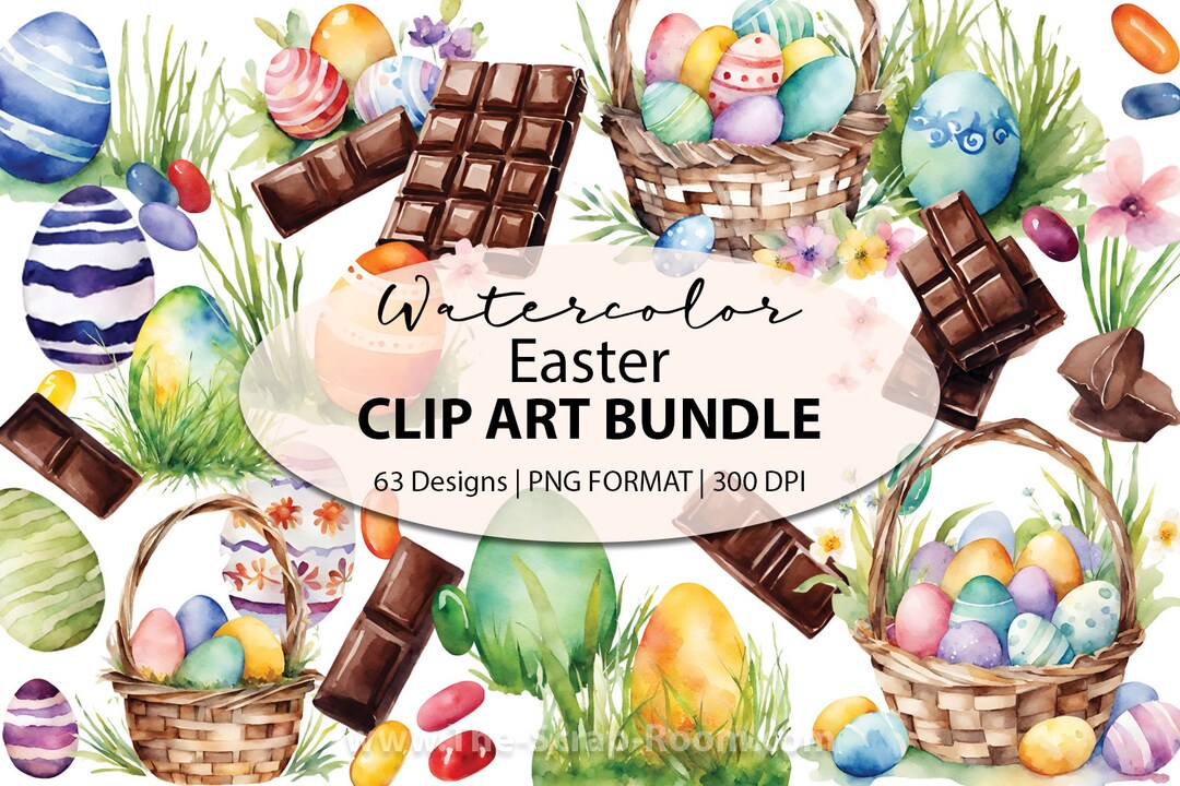 Easter Watercolor Clip Art Designs, Watercolor Easter Eggs, Easter ...