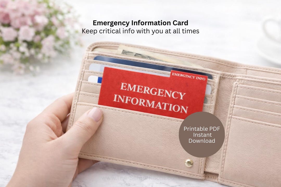 Printable Emergency Information Card Wallet Emergency Card PDF Instant ...