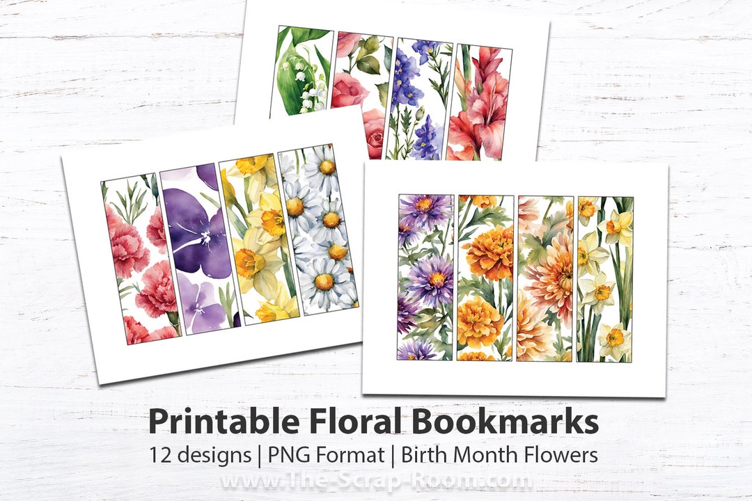 Birth Month Flower Bookmark Templates Printable Floral Bookmarks DIY ...