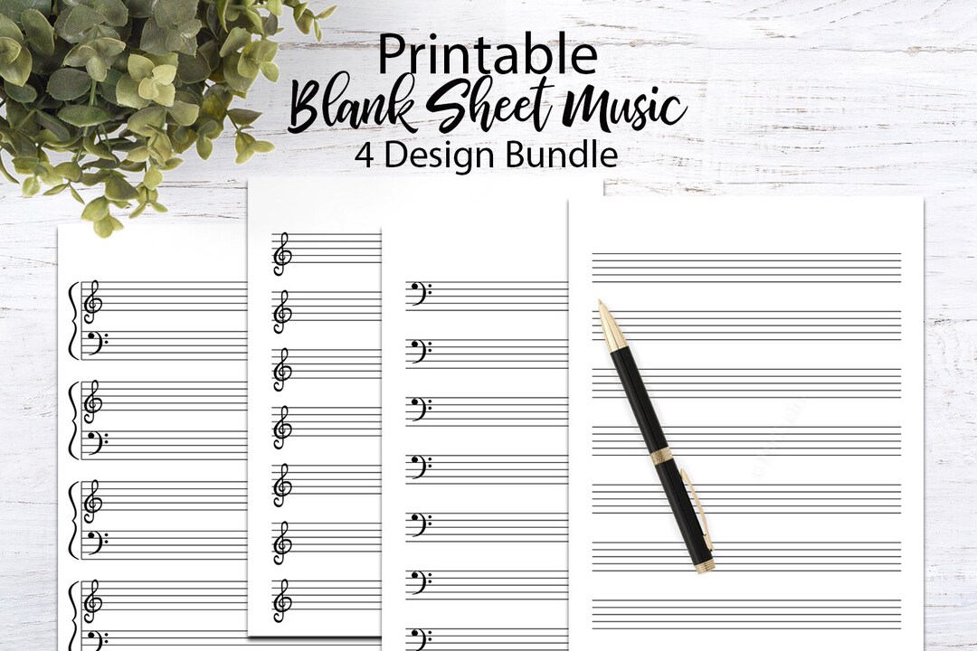 Printable Sheet Music Stationary Bundle Lined Sheet Music Paper Treble ...