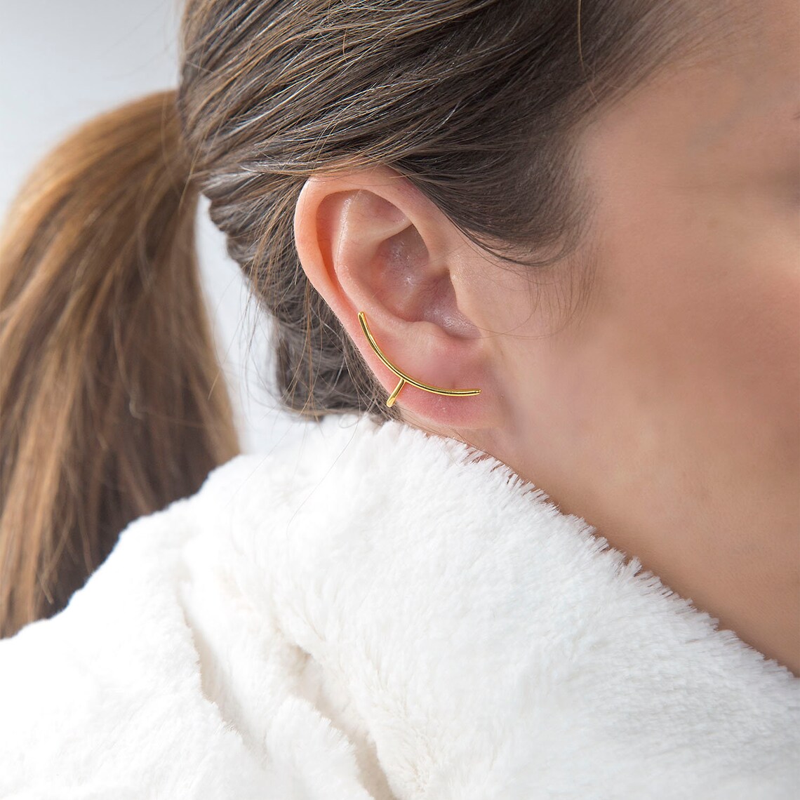 Bar Earrings Silver Bar Earrings Ear Cuff Non Pierced Bar | Etsy