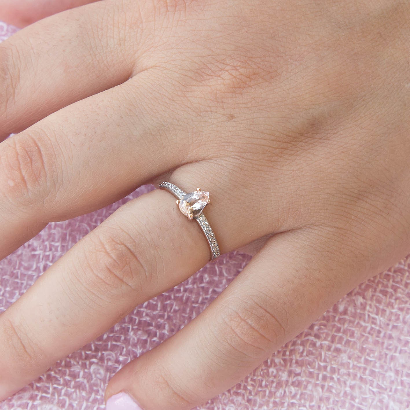 Morganite Ring Pear Engagement Ring Engagement Ring Pear Cut Ring