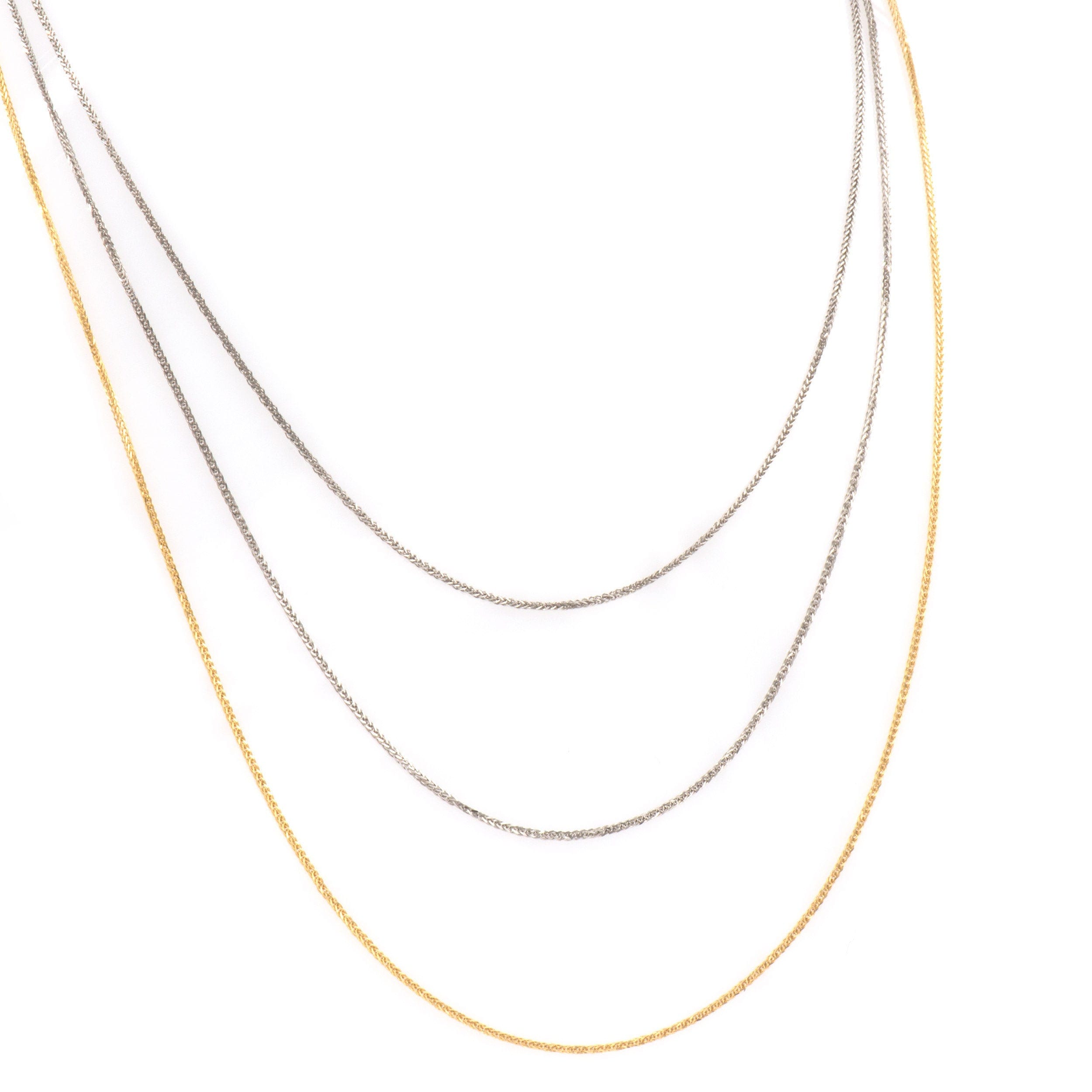 Solid Gold Thin Chain, 14K Gold Wheat Chain Necklace, Dainty Gold Chain ...