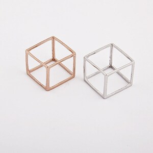 Silver Cube Ring, Geometric Ring, Modern Ring, Minimalist Ring, Cube ...