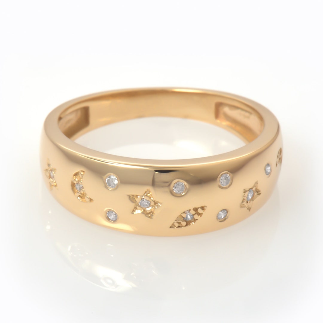 Diamond Starburst Ring, 14k Diamond Ring, Diamond North Star Ring, Sky ...