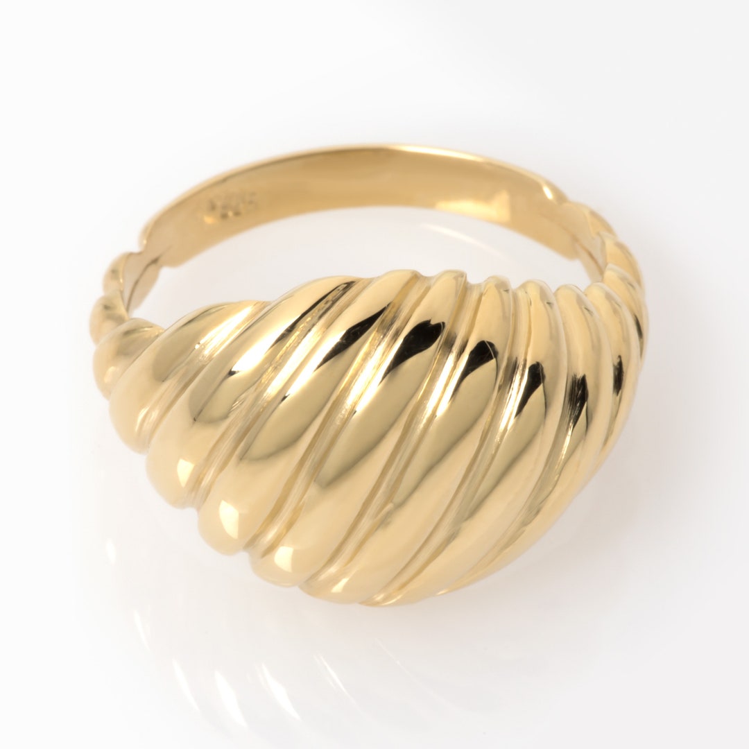 Gold Croissant Ring / Gold Pluto Ring / Chunky Croissant Ring / 14k ...