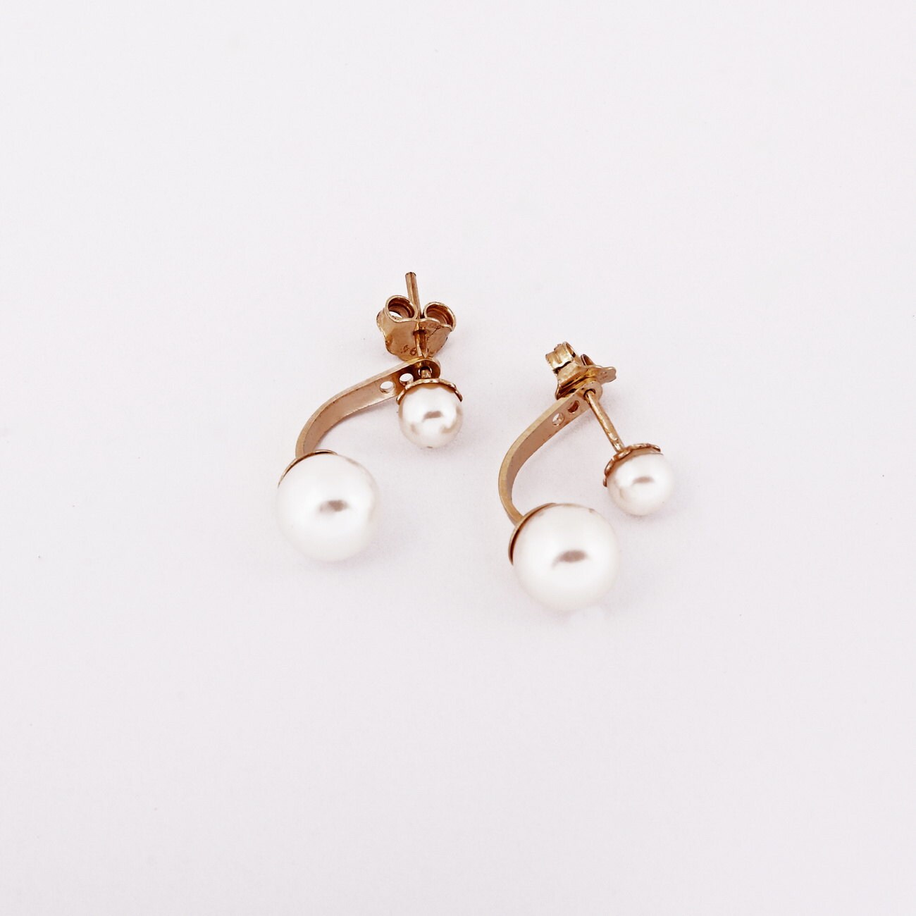 Ear Jacket Earrings Gold Ear Jacket Pearl Earrings Double Sided