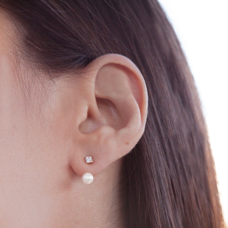 Ear Jacket Earrings Gold Ear Jacket Pearl Earrings Double Sided
