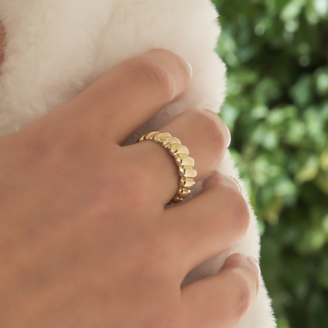 Gold Croissant Ring, Minimalist Pluto Ring, Chunky Croissant Ring, 14k ...