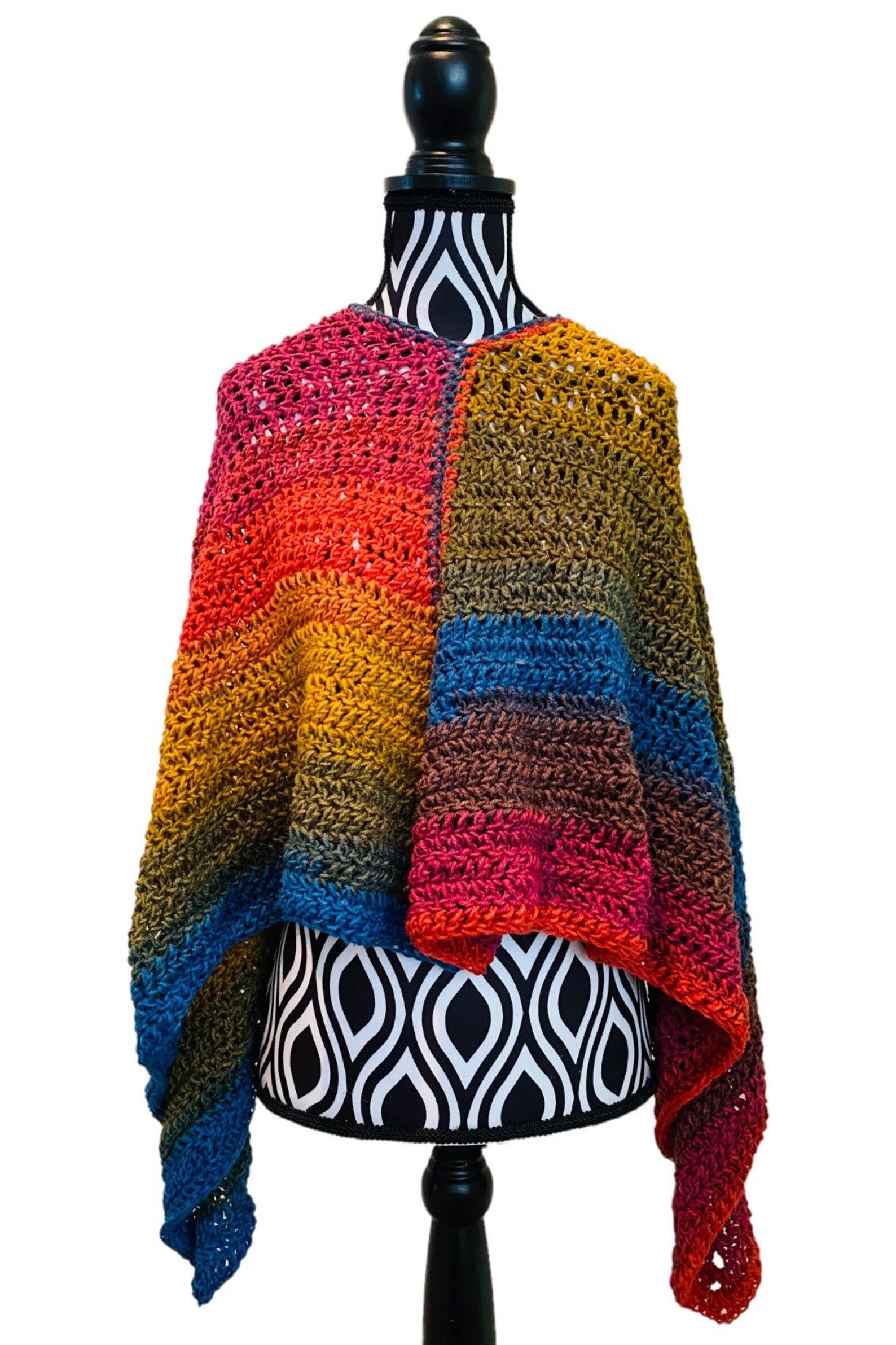 Coastal Sunset Poncho Shawl - Etsy