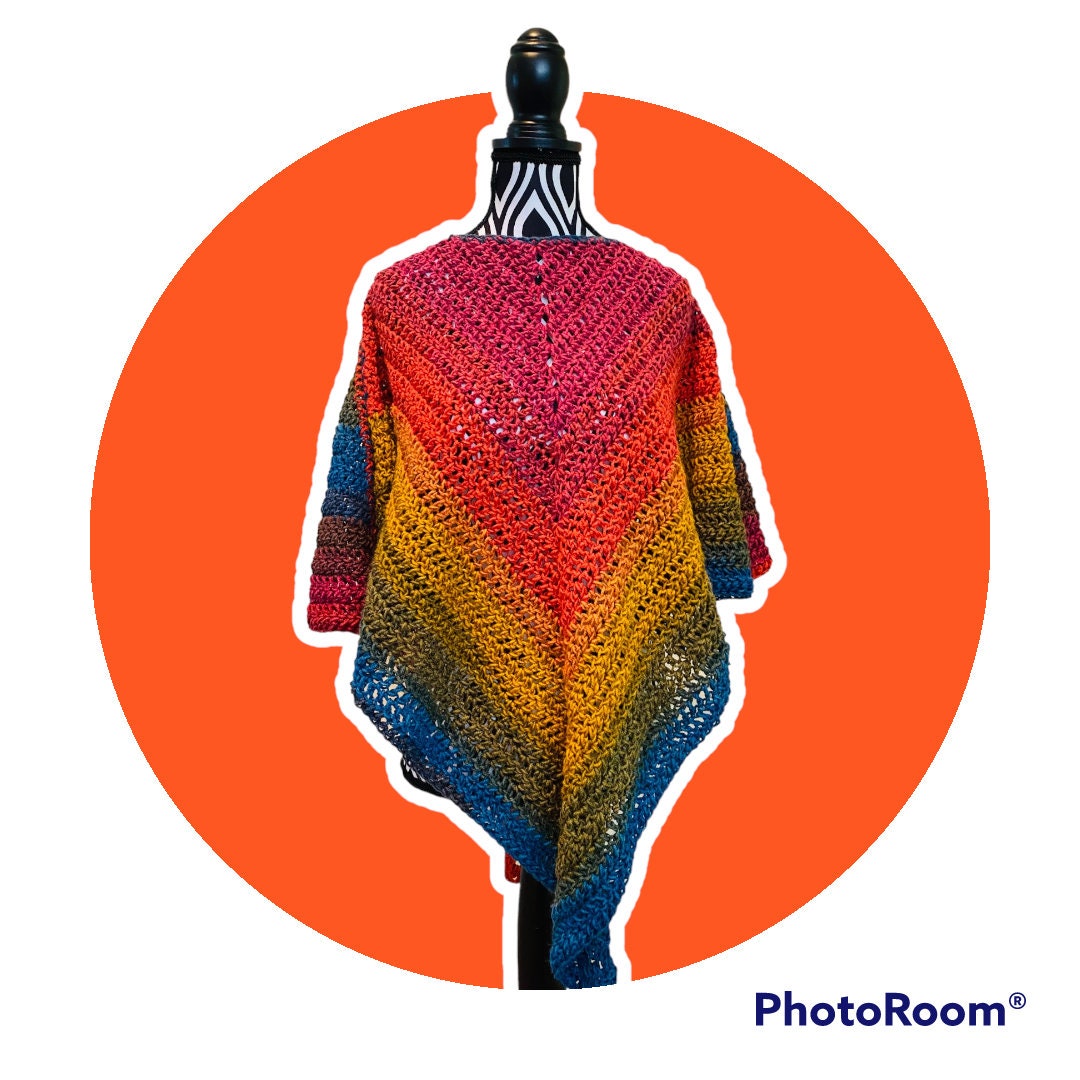 Coastal Sunset Poncho Shawl - Etsy