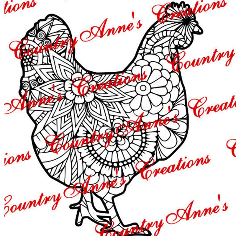 Zentangle Chicken - Etsy