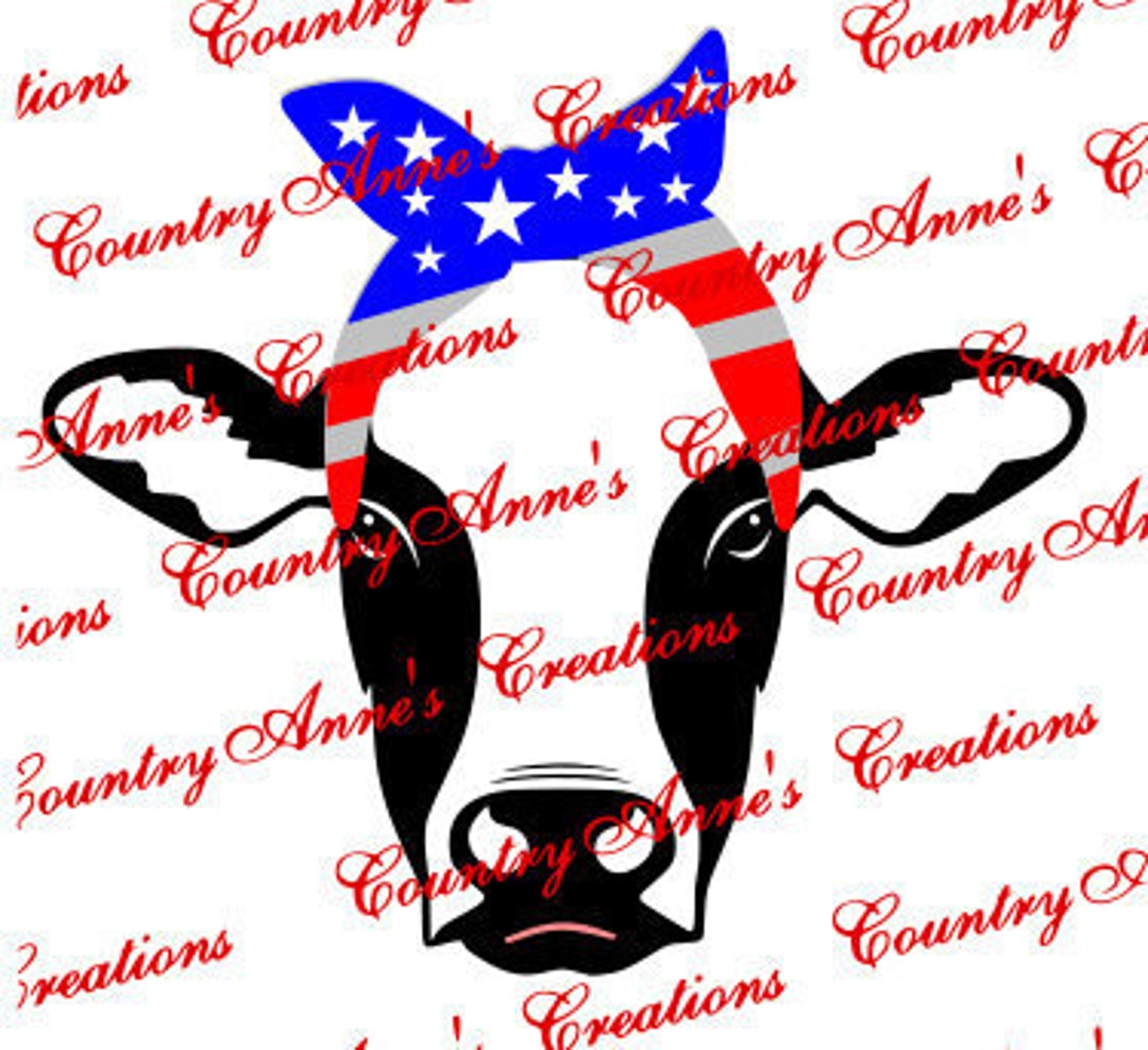 Cow With Flag Bandana- Heifer Herd Svg- SVG PNG DXF Eps Ai Fcm Wpc Cut ...