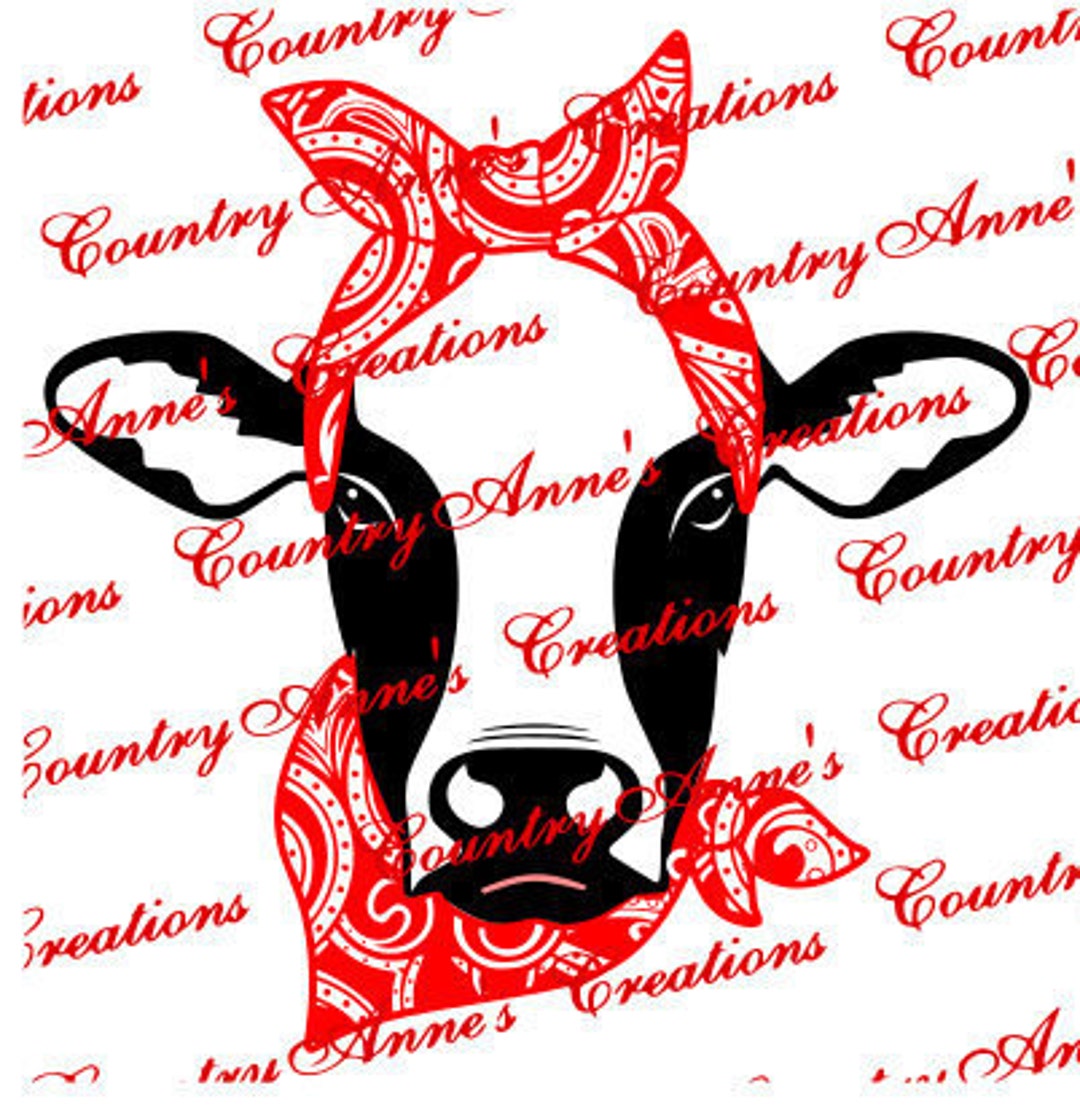 Cow With Bandana- Heifer Herd Svg- SVG PNG DXF Eps Ai Fcm Wpc Cut File ...