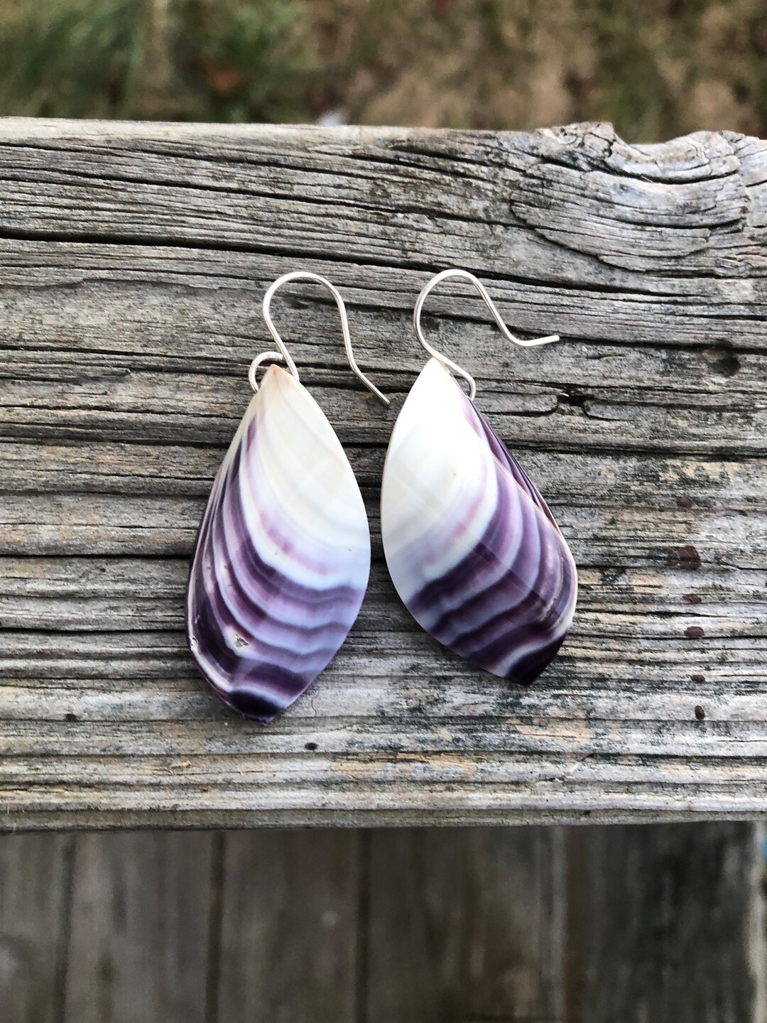 Striped Wampum Earrings White Magnificent Curved Earrings - Etsy