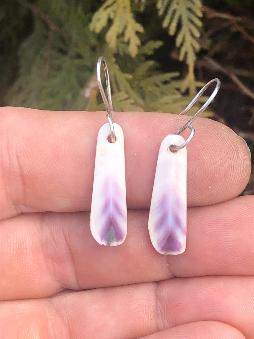 Wampum Feather Earrings Hand Carved With .925 Sterling Silver Hooks. - Etsy