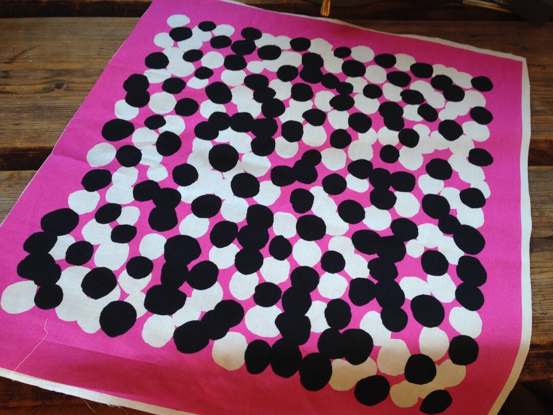 Marimekko Unfinished Small Scarf Panel, Black White Pink Finland ...