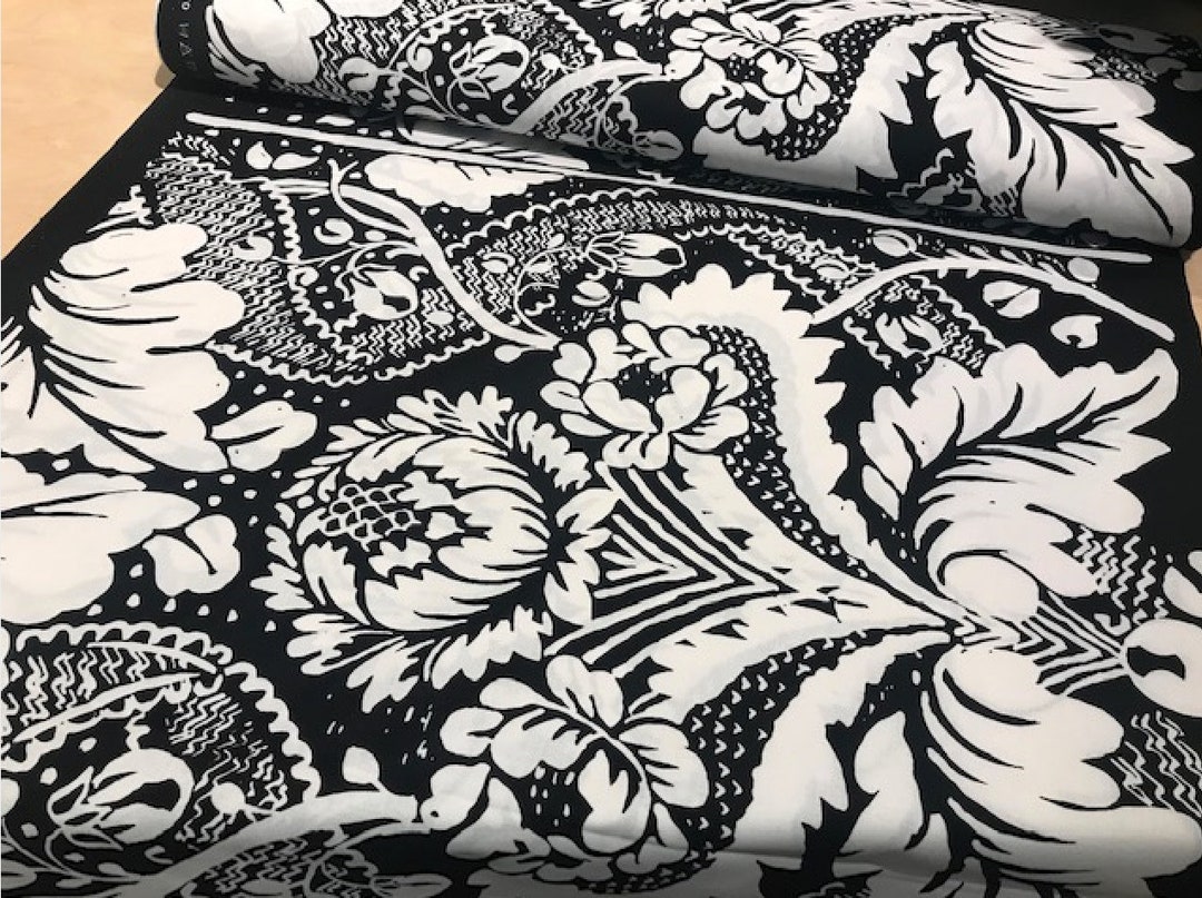 Marimekko Fandango Cotton Fabric, Sold by Yard, Maija Isola, Black and ...