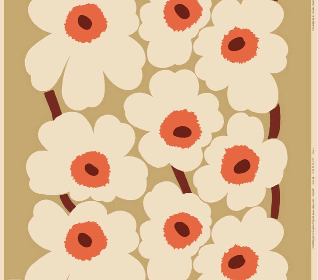 Marimekko Unikko Cotton / Hemp Fabric, Sold by Yard - Etsy