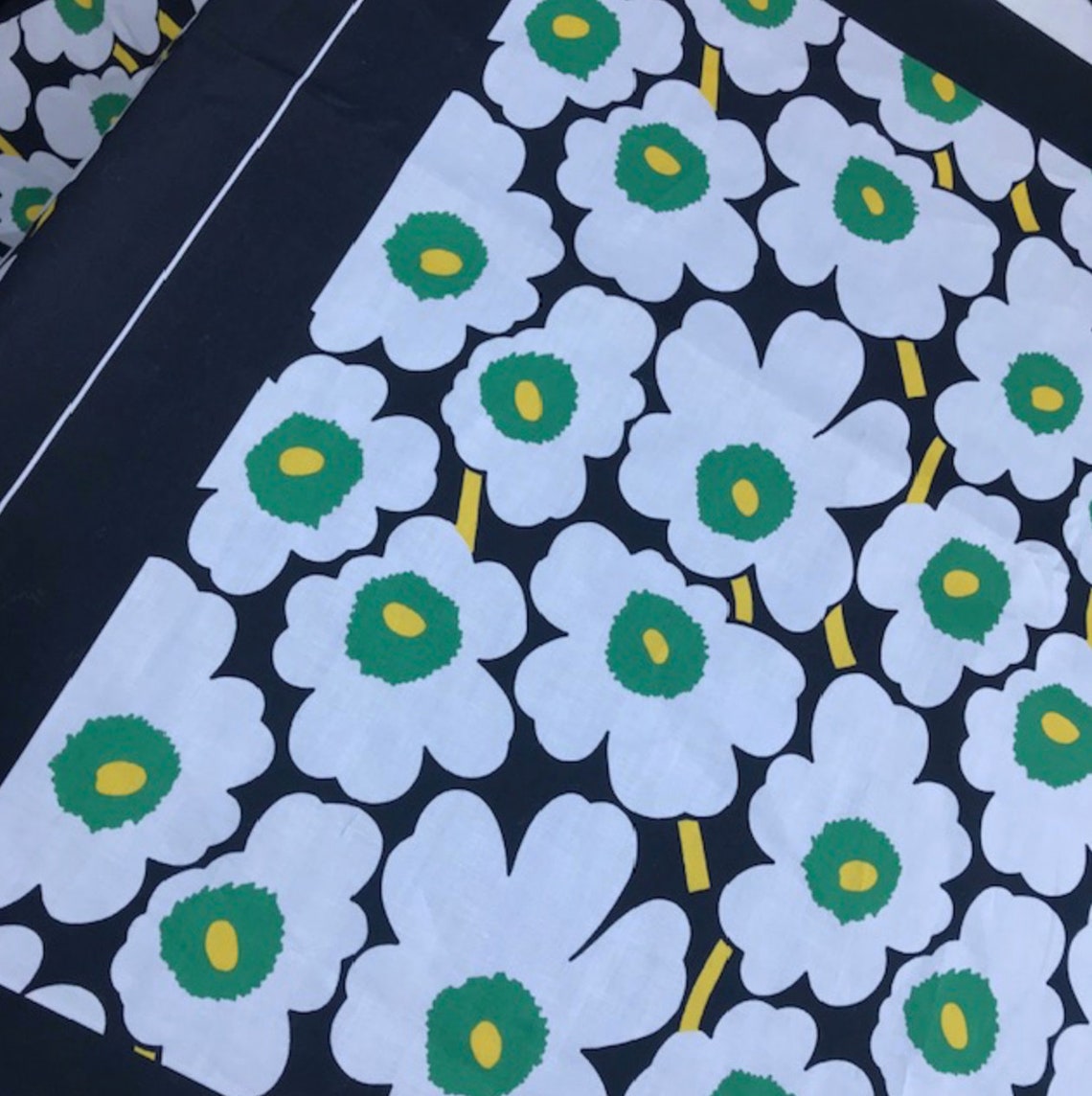 Marimekko Mini Unikko Unfinished Scarf Panel Black Green - Etsy