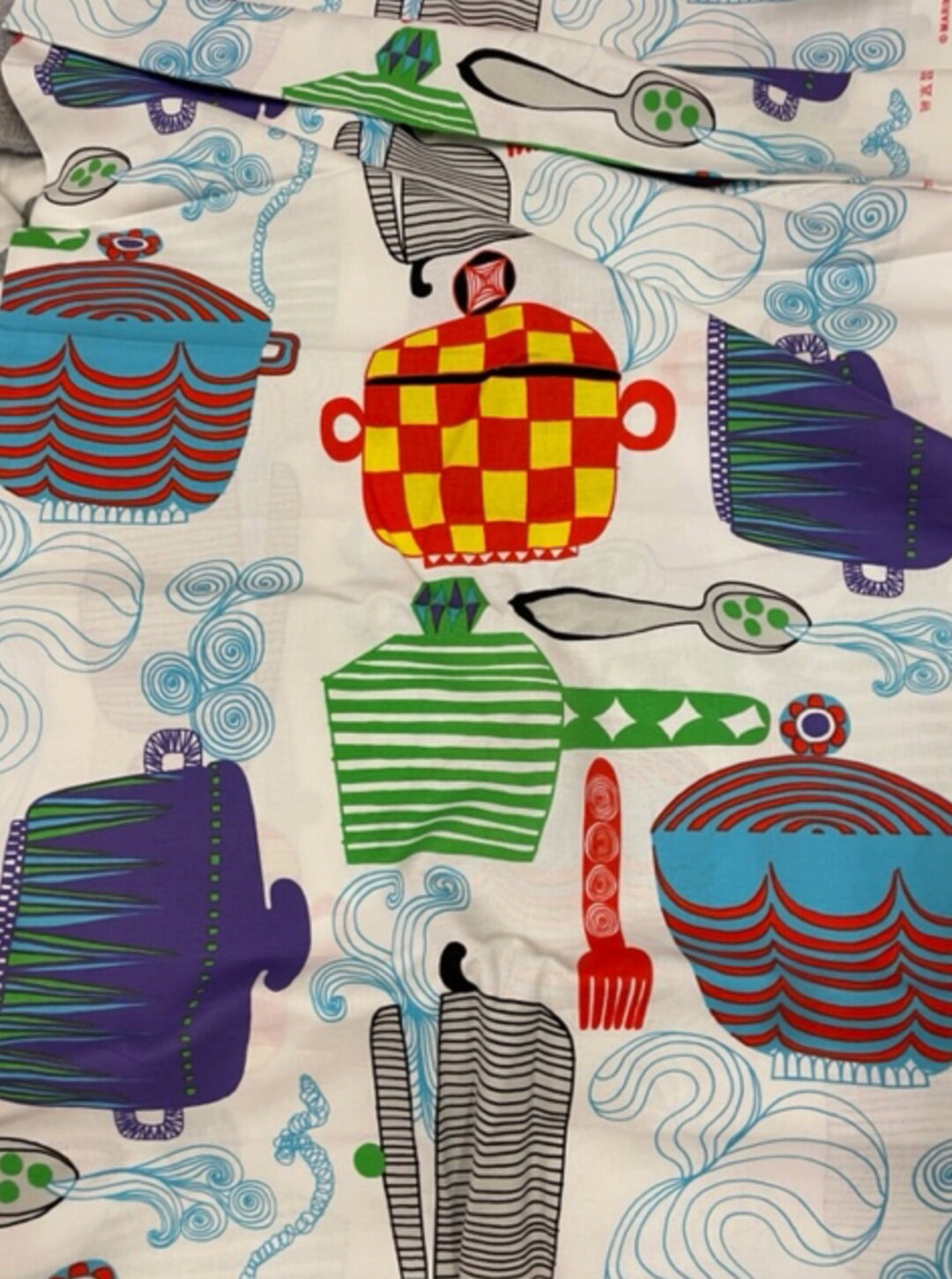 Marimekko Kattila "kettle" Linen/cotton Blend Fabric , 60 Cm X 140cm ...