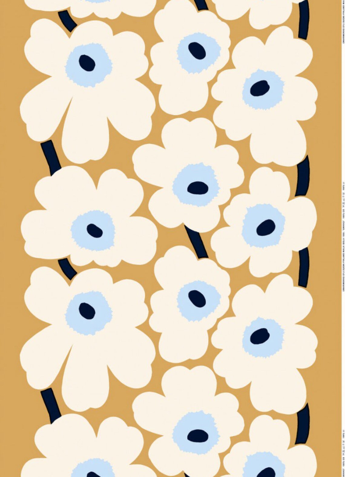 Marimekko Linen Cotton Unikko Fabric Sold by Yard Gold - Etsy
