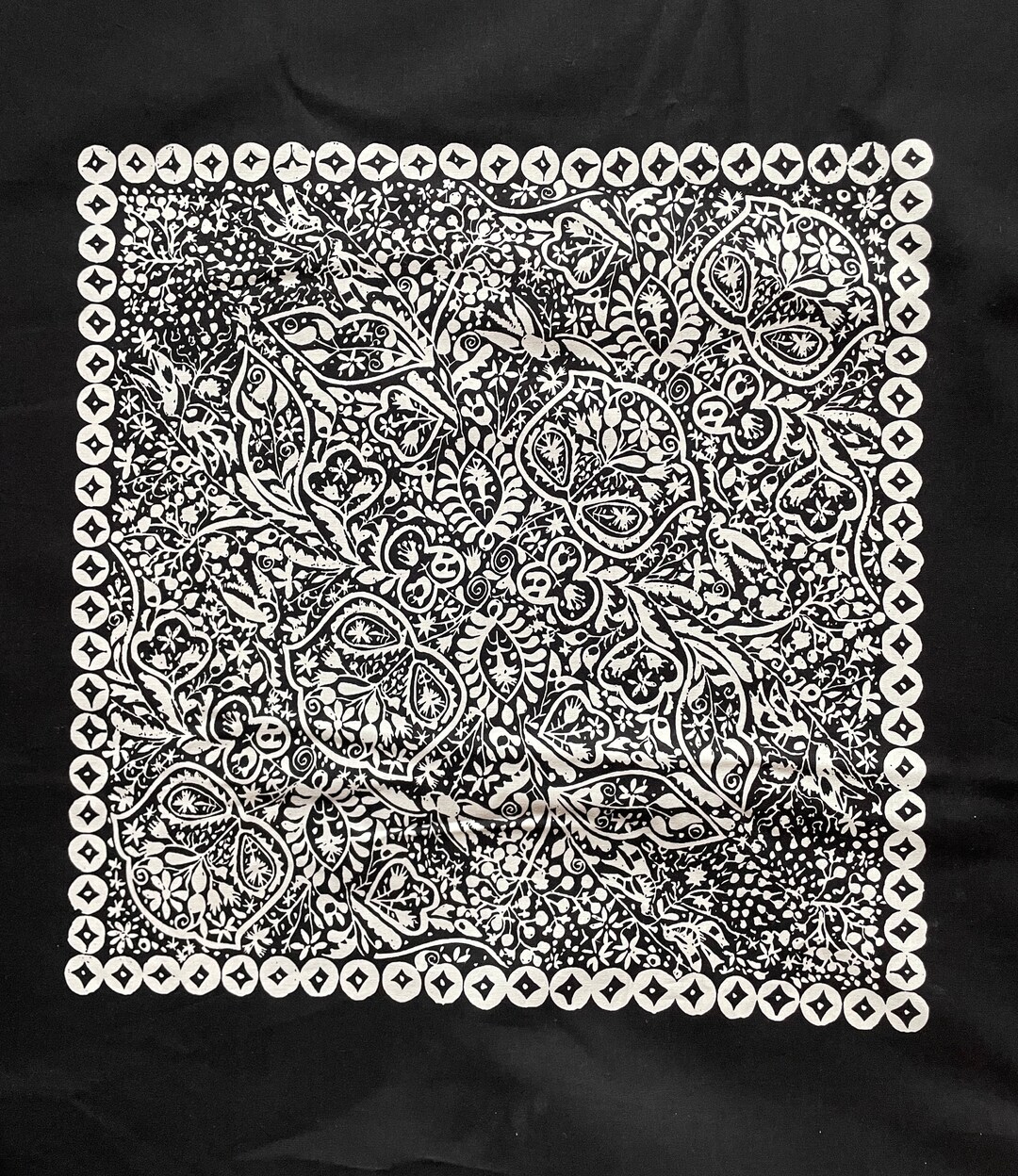 Marimekko Black and White Unfinished Scarf Cotton Fabric Panel, Sold by ...