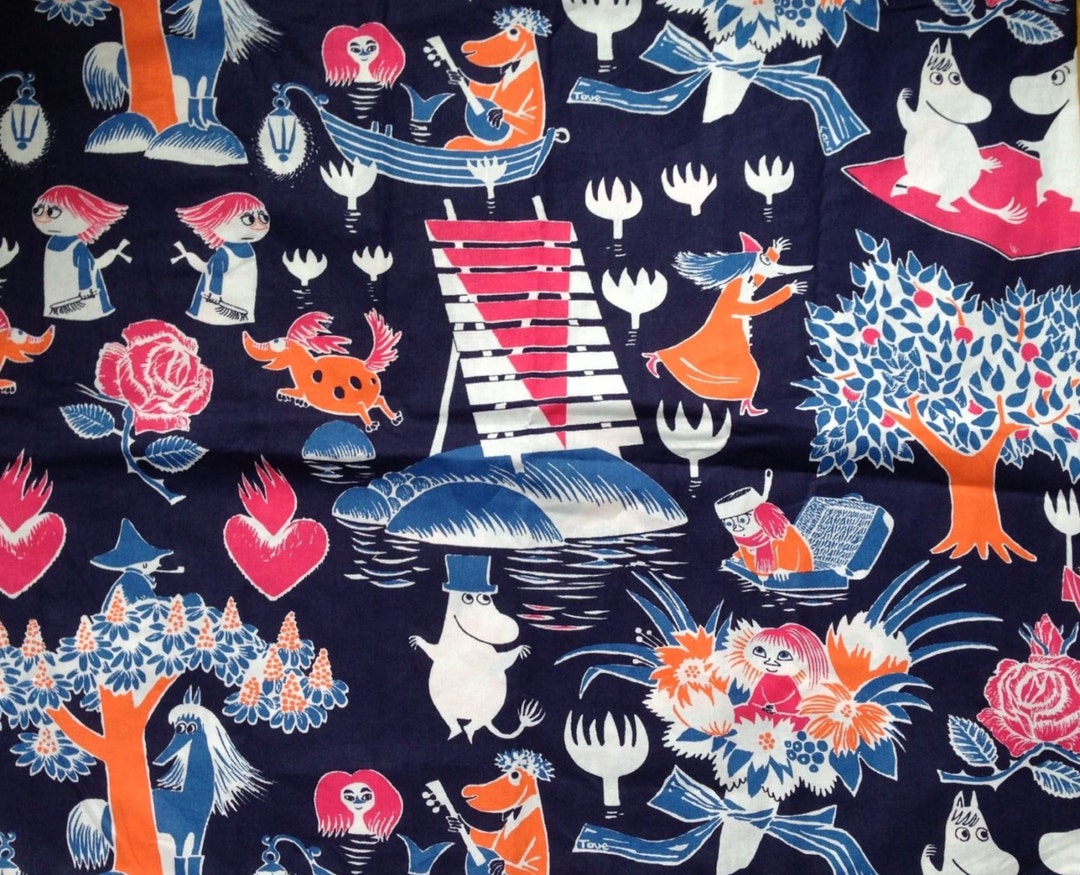 Moomin Blue Cotton Fabric, Great for Bedding, Throw Pillows Etc. - Etsy