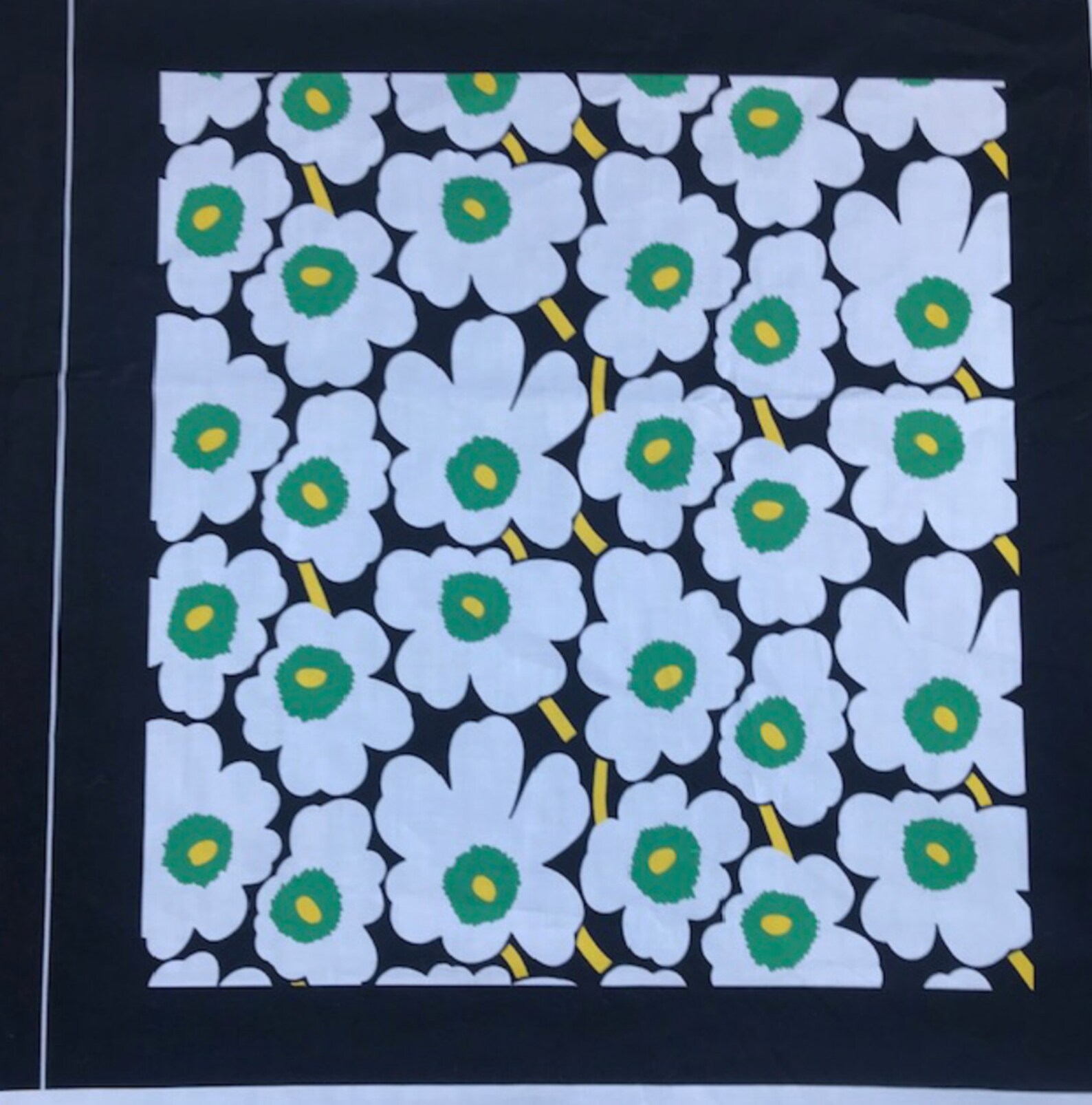 Marimekko Mini Unikko Unfinished Scarf Panel Black Green - Etsy
