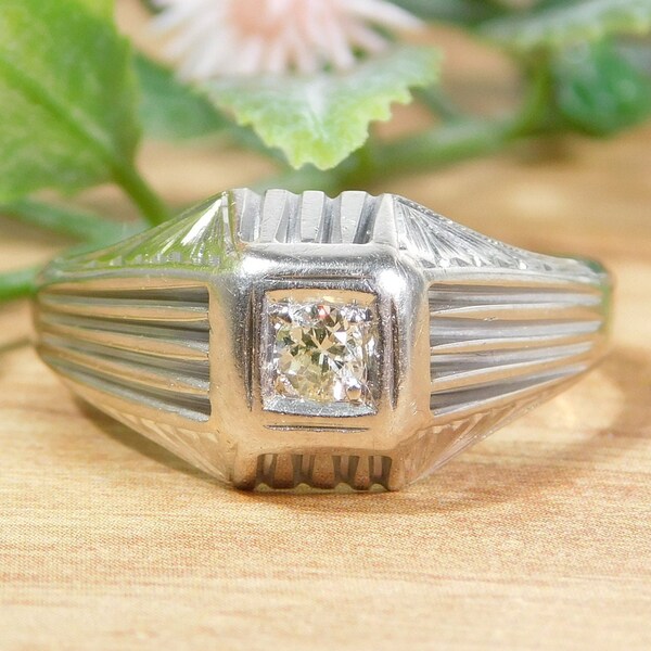 Mens Antique Solitaire Diamond Ring - Etsy