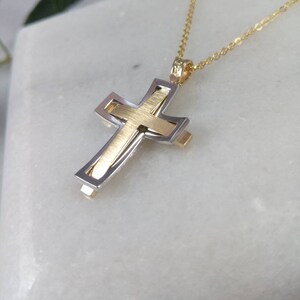 Two-colors K14 Gold Cross.yellow and White Gold. Double Sided K14 Gold ...