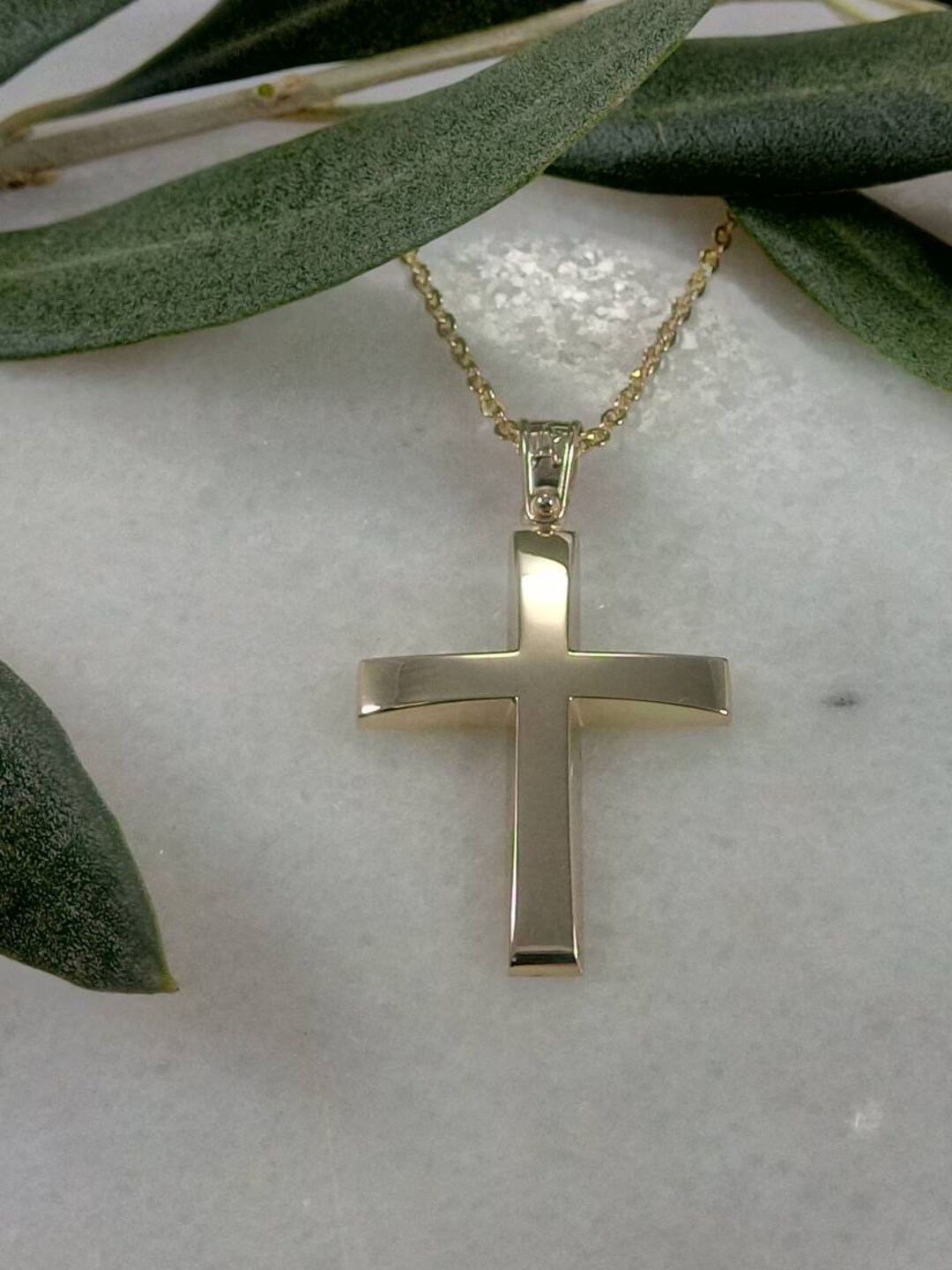 14k Gold Cross.baptism Yellow Gold Cross.cross for Boy.minimal Gold ...
