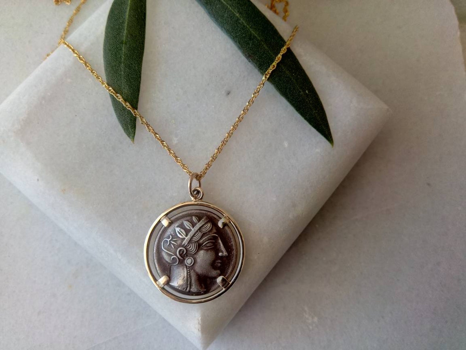 Greek Gods,goddess Athena Pendant,athena Silver Coin.gold K14&silver ...