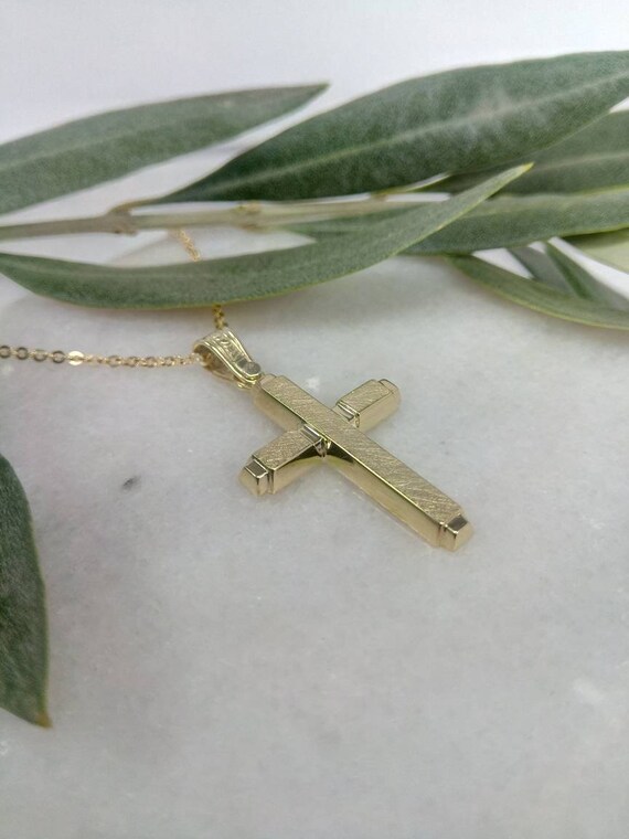 14Κ Gold Cross.Baptism gold cross.Cross for boy.Minim… - Gem