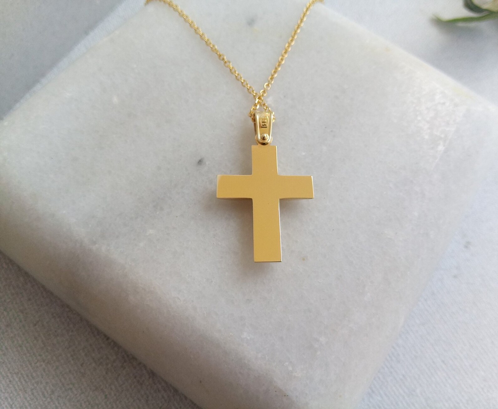 Two Colours K14 Gold Cross.baptism Yellow and White Gold Cross.cross ...