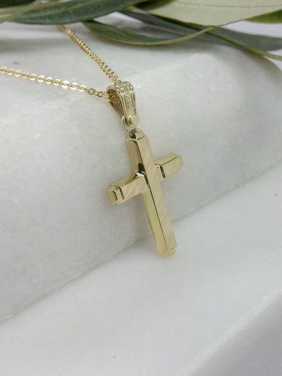 14Κ Gold Cross.Baptism gold cross.Cross for boy.Minim… - Gem