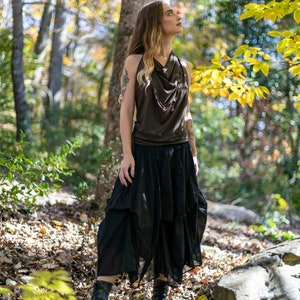 Blooming Lotus Multi Layer With Ties Adjustable Length Skirt in Black ...