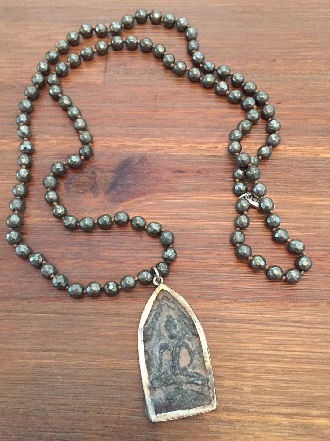 Long Pyrite Beaded Buddha Mala Style Neclace for Him or Her - Etsy