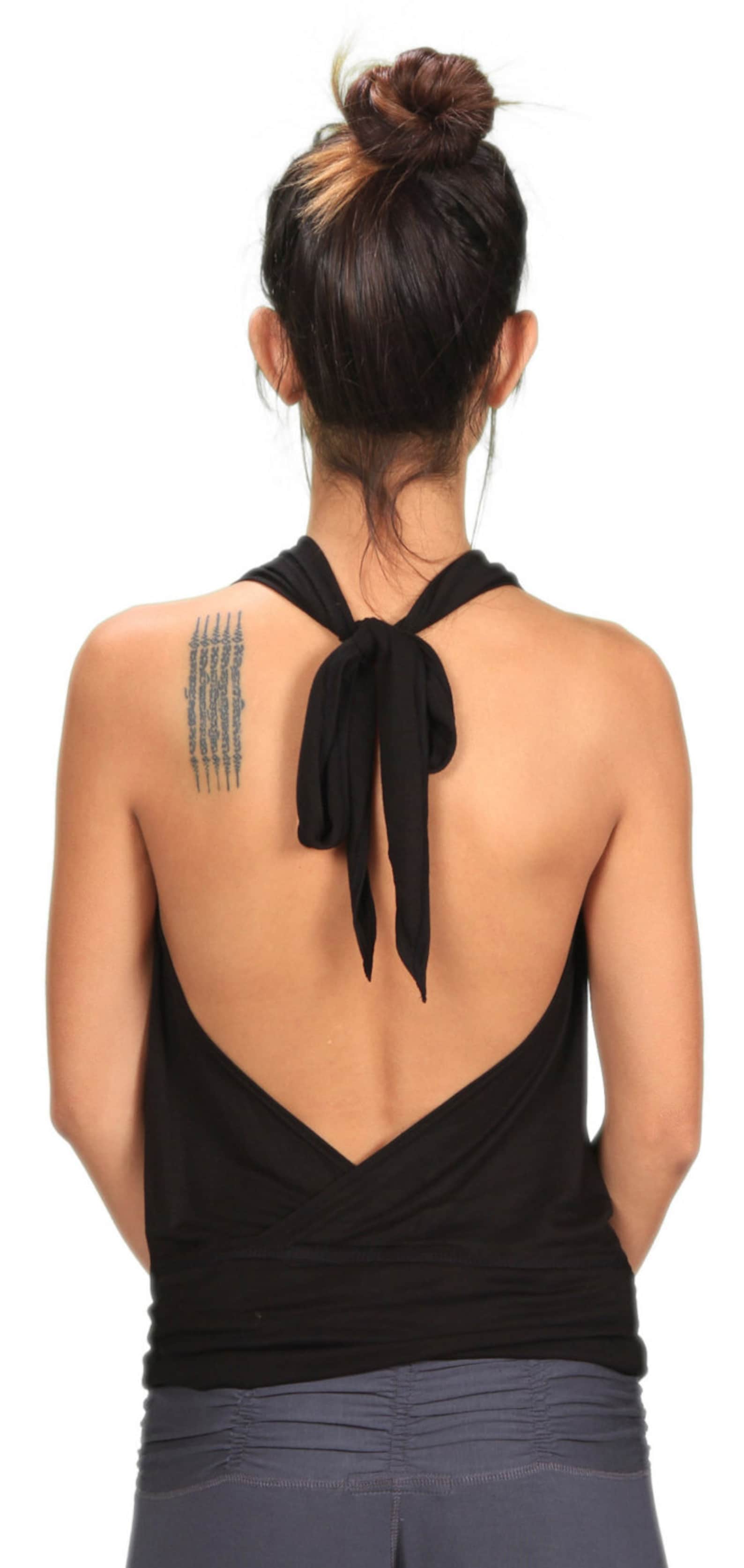 Cowl Neck Backless Halter Top in Black | Etsy