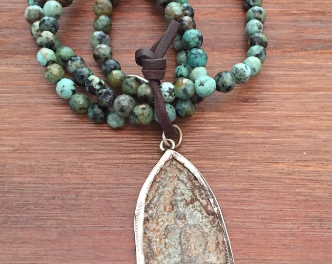 Long Pyrite Beaded Buddha Mala Style Neclace for Him or Her - Etsy