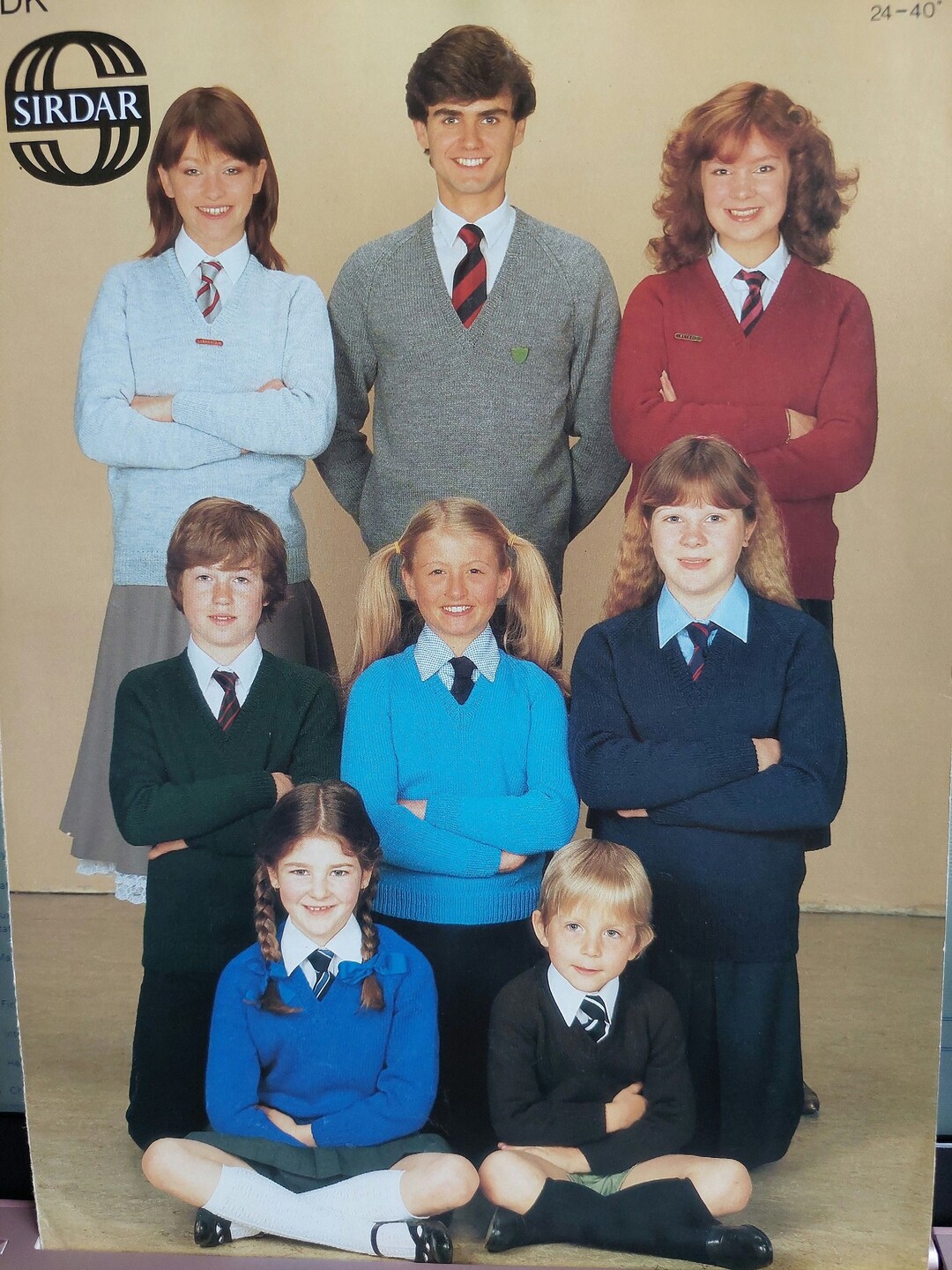 Knitting Pattern School Uniform Jumpers Sirdar 4411 ENGLISH - Etsy