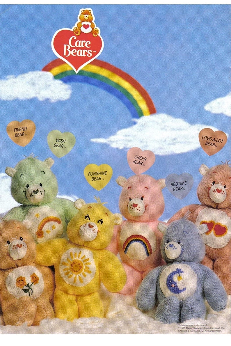 Care Bears Knitting Pattern 3014 1980s Vintage Jumper and Toyenglish - Etsy