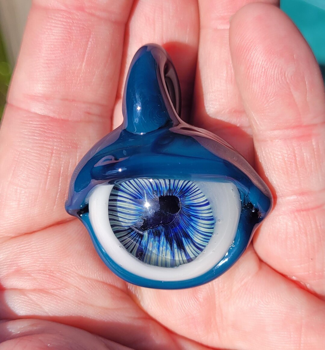 Glass Eyeball Necklace Pendant ~ Flameworked Borosilicate ~ Steampunk ...