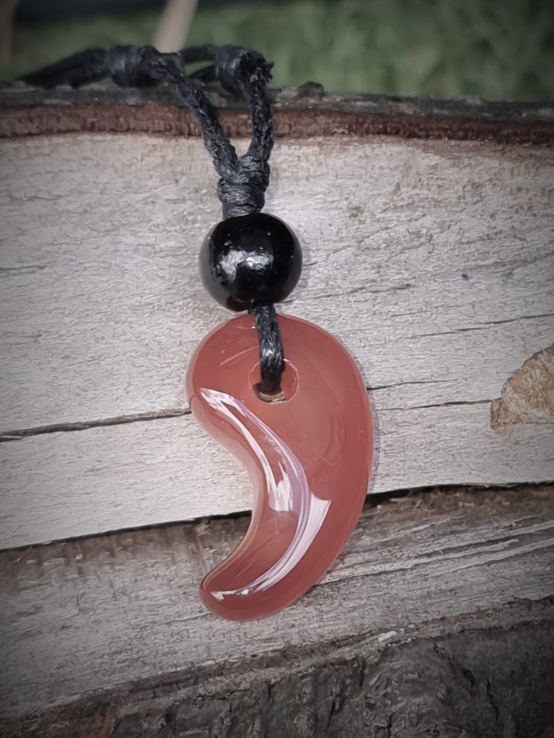 Japanese Shinto Red Aventurine Magatama the Harmony Stone Necklace or ...