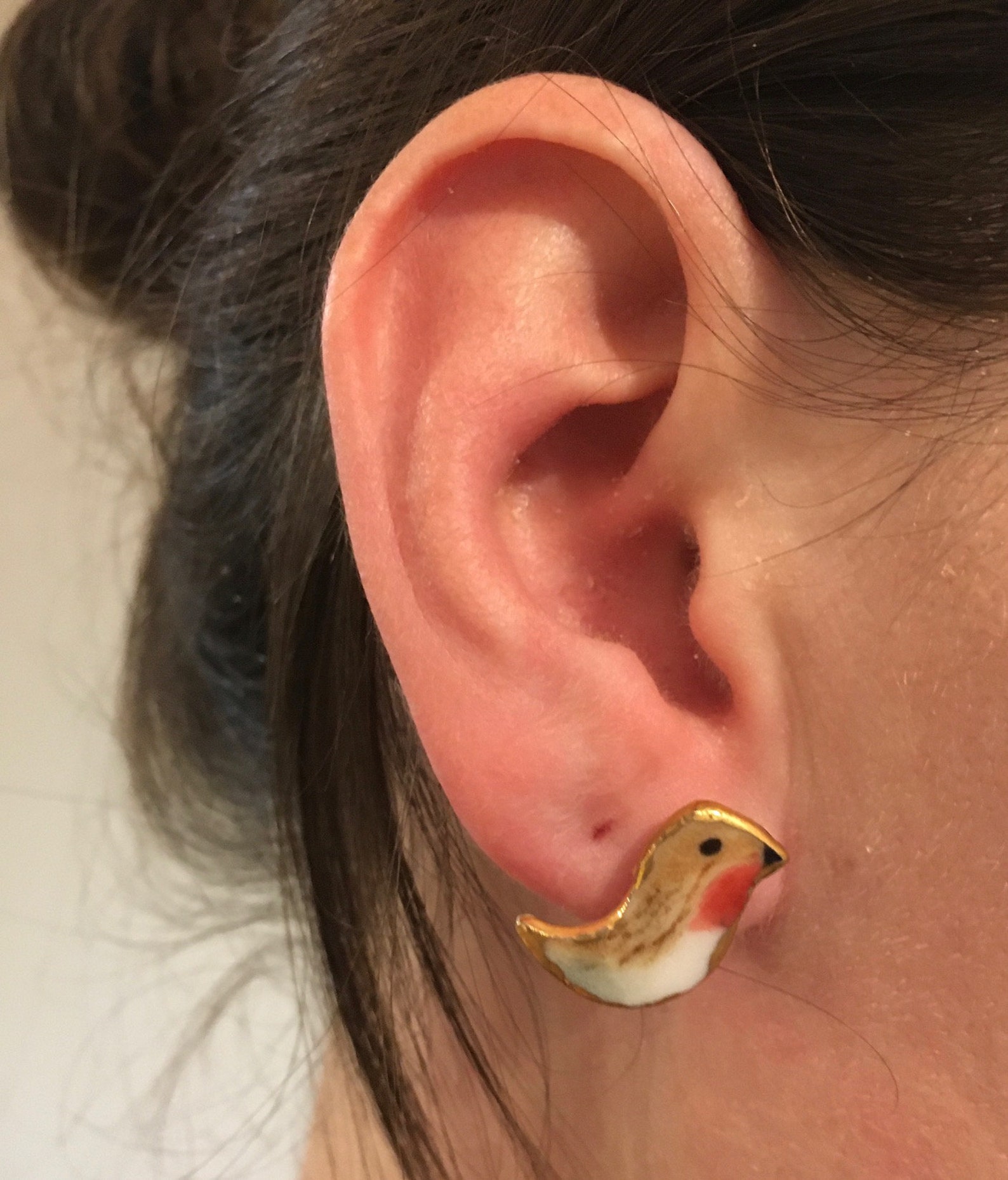 Delightful Tiny Robin Stud Earrings With Stirling Silver Findings ...