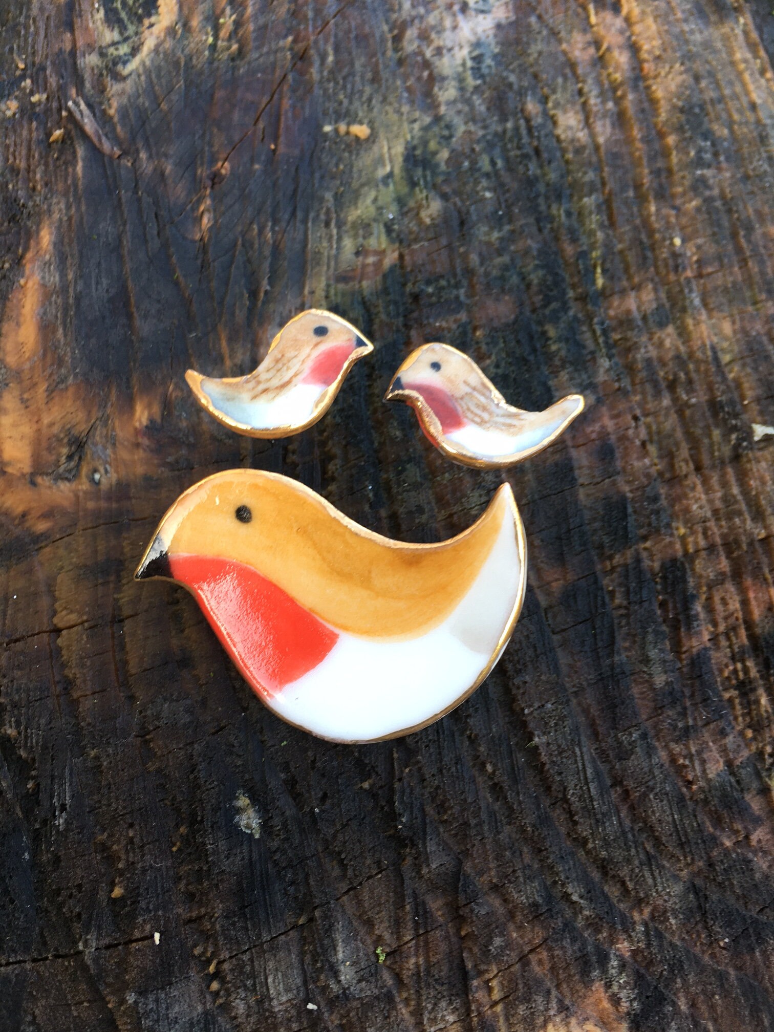 Delightful Tiny Robin Stud Earrings With Stirling Silver Findings ...
