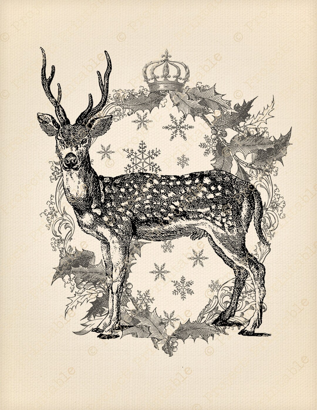 CHRISTMAS Instant Download Printable Graphics Reindeer Deer - Etsy UK