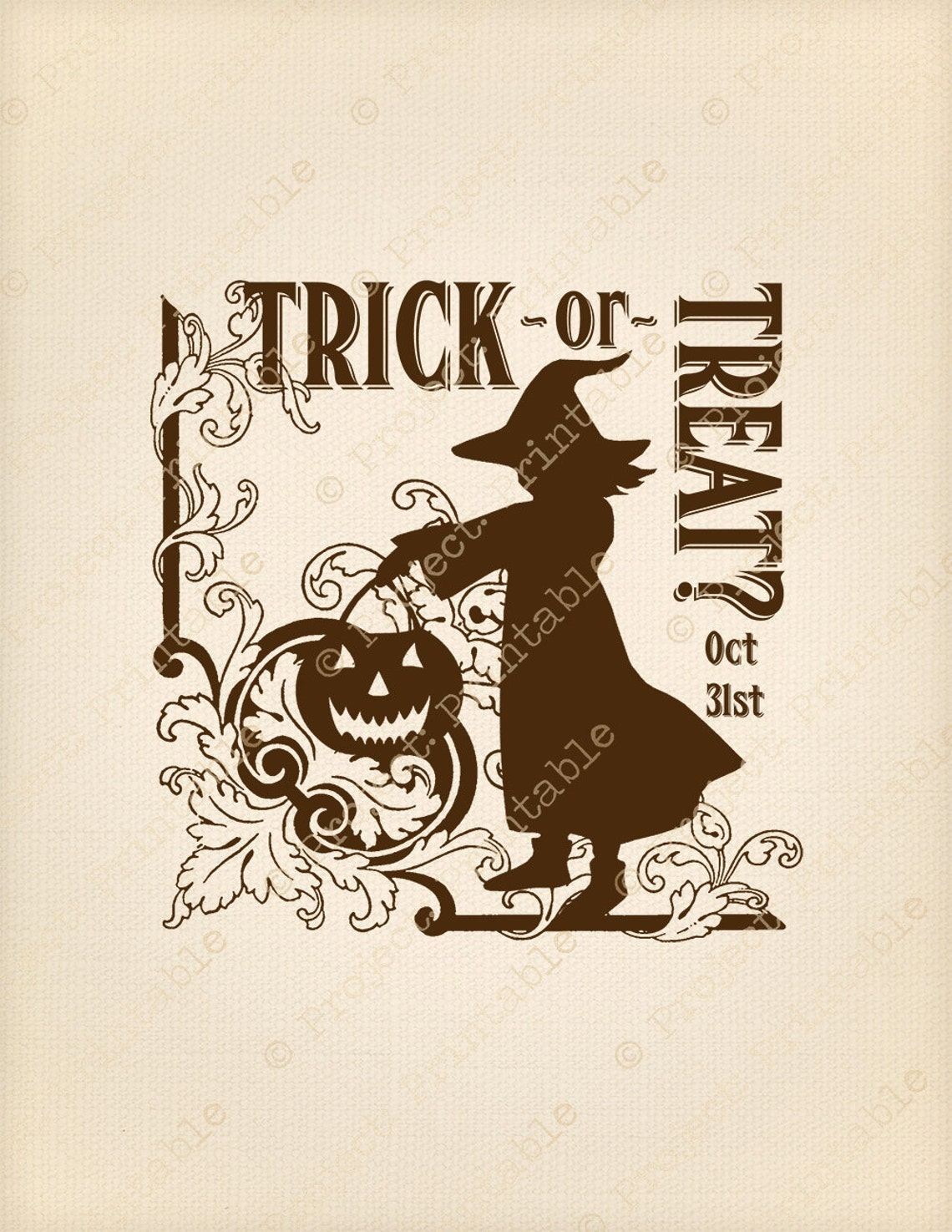 Trick or Treat HALLOWEEN Instant Download Printable Witch - Etsy
