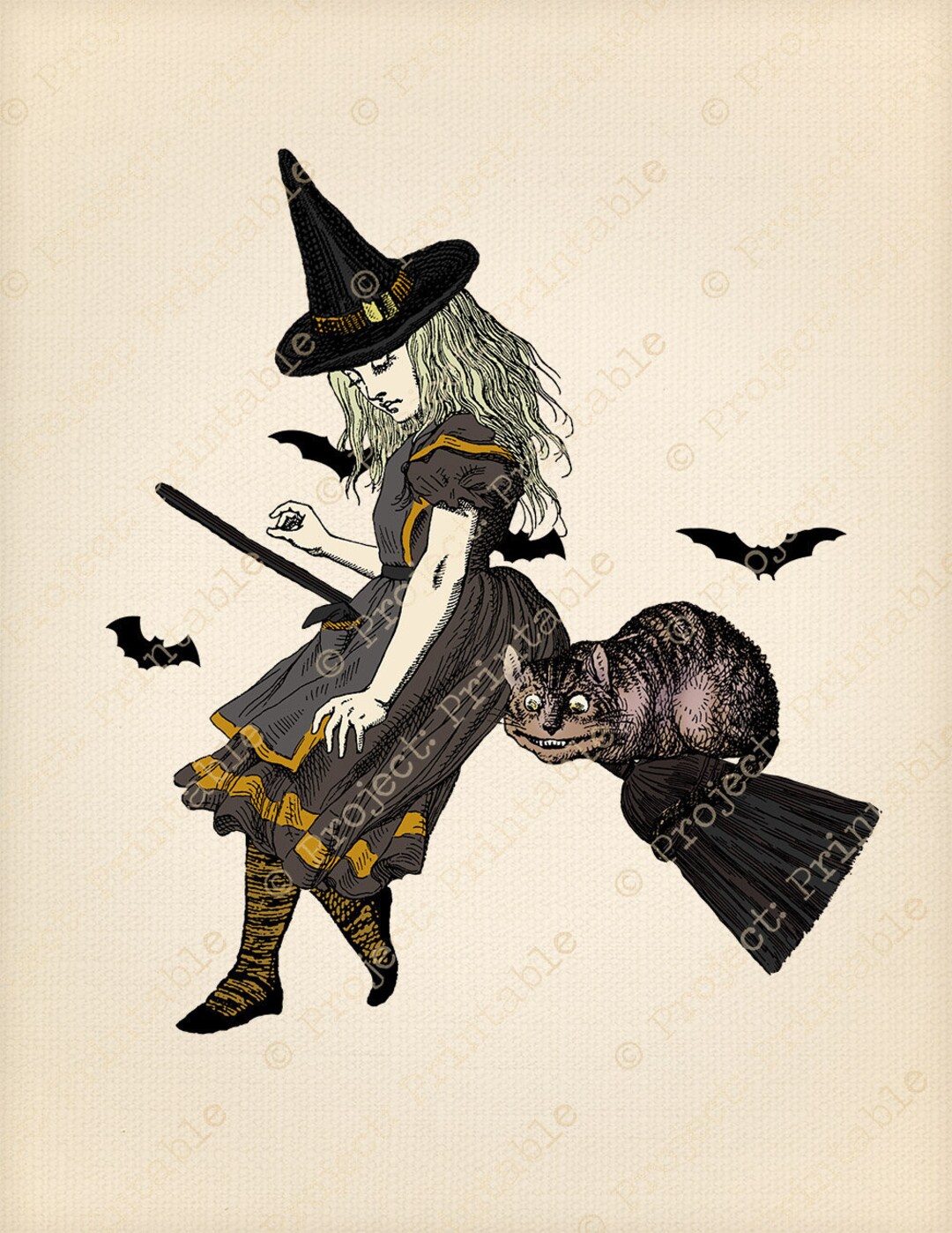 Alice in Wonderland Halloween Digital Graphics Witch & - Etsy UK