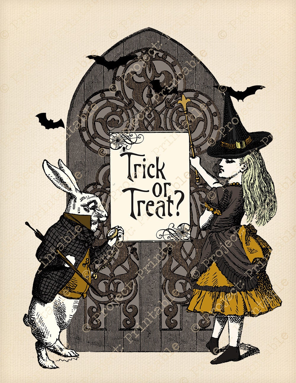 Alice in Wonderland Halloween Digital Graphics Trick Or Treat | Etsy